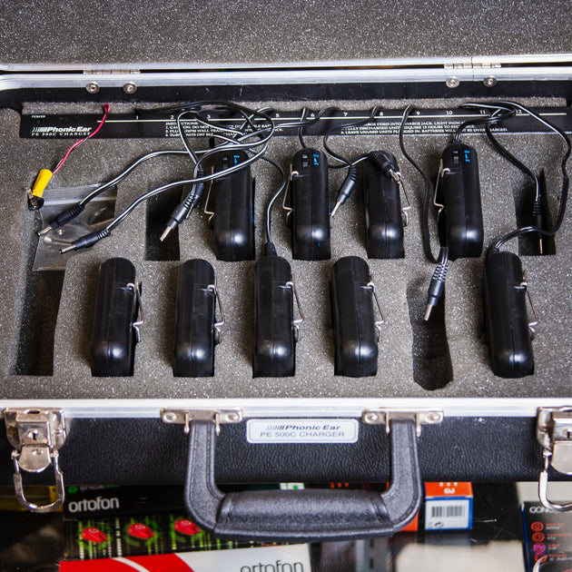 Phonic Ear PE 500C Charging Case w/ 9 Receivers 1 Transmitter and Ears ...