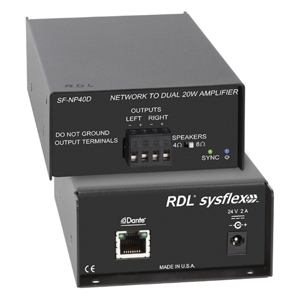 RDL SF-NP40D Dante to 40W Stereo Power Amplifier – Music City Canada