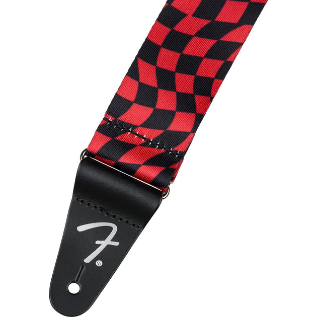 Fender Wavy Checkerboard Polyester Strap - Red – Music City Canada